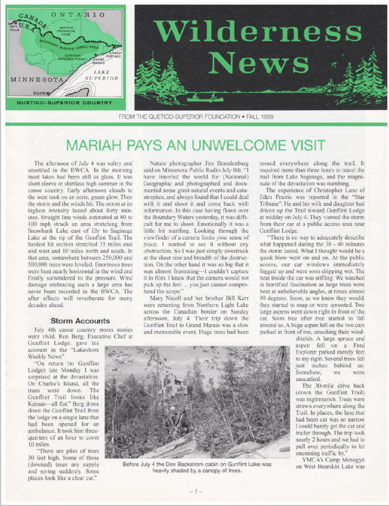 25th anniversary of the 1999 Boundary Waters Blowdown