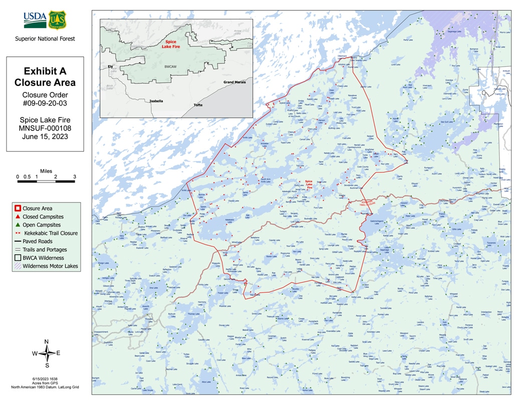 Spice Lake Wildfire in Boundary Waters Canoe Area